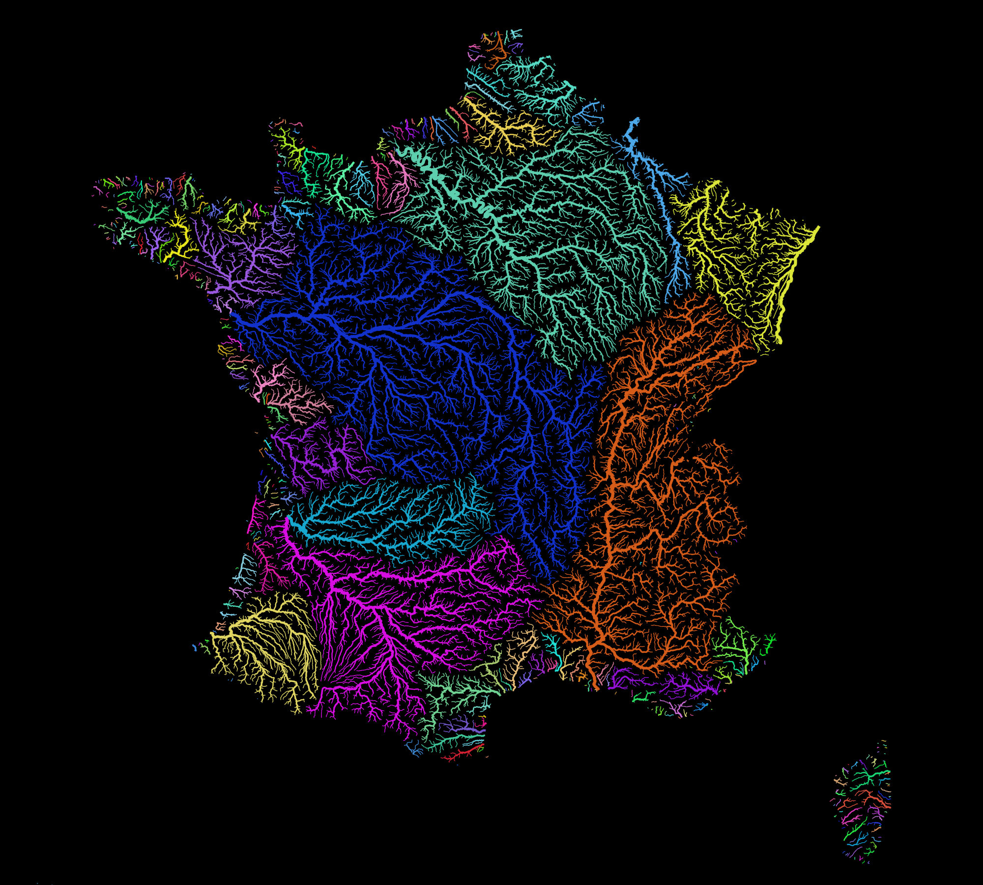 River basin map of France - Natexplorers